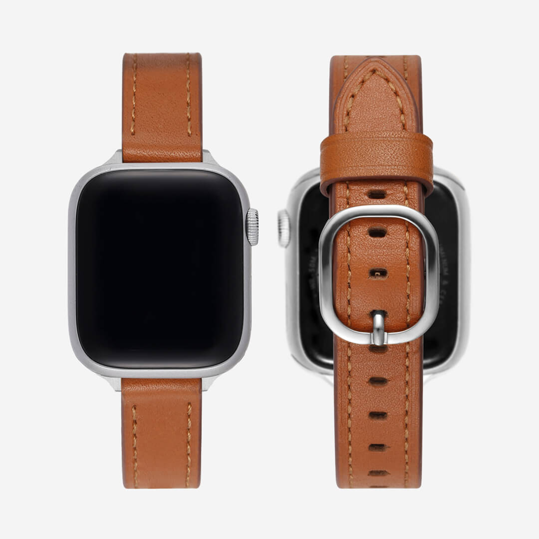 Copenhagen Leather Apple Watch Band - Caramel / Silver - The Salty Fox