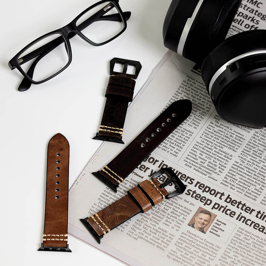 Italian Vintage Leather Apple Watch Band - Rust - The Salty Fox