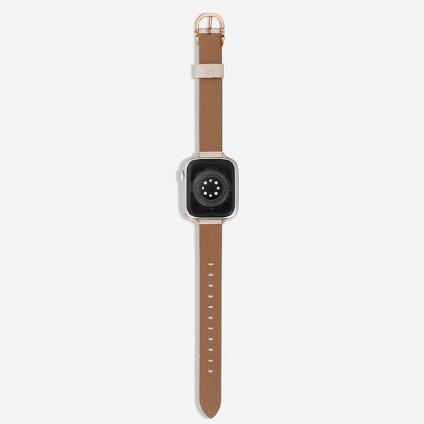 Copenhagen Leather Apple Watch Band - Alabaster / Vintage Rose Gold ...